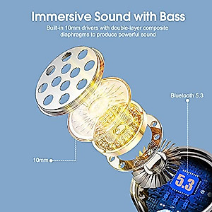 Wireless Earbuds, 2023 New Ultralight Sport Bluetooth 5.3 Headphones In Ear with LED Display, Built-in Mic Earphones, IPX7 Waterproof Wireless Headphones with Earhooks for Gym Workout (Black)