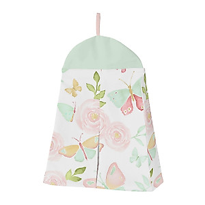 Sweet Jojo Designs Blush Pink, Mint and White Shabby Chic Butterfly Floral Baby Girl Crib Bedding Set - 4 Pieces - Watercolor Rose