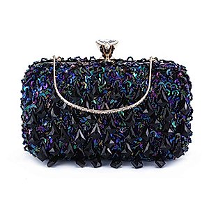 UBORSE Women Clutch Wedding Purse Rhinestone Crystal Beaded Bags Cocktail Party Bridal Prom Handbag for Women (Blue)