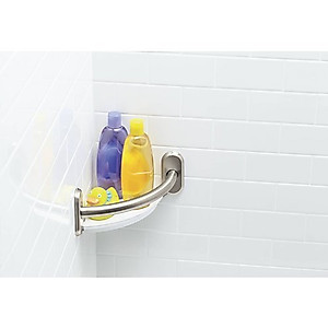 Moen LR2354DCH 9-Inch Curved Bathroom Grab Bar with Integrated Corner Shelf, Chrome