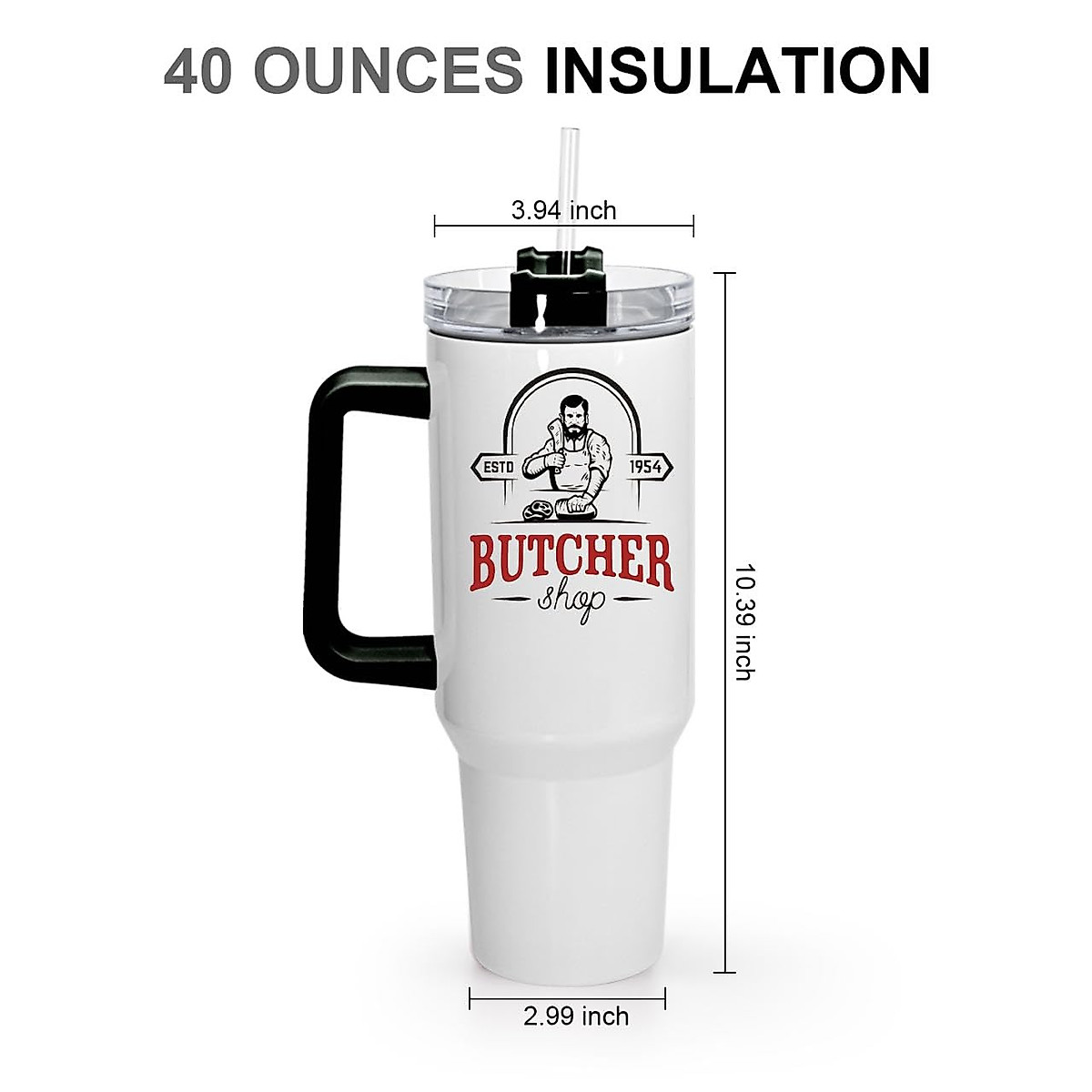 Icesip 40oz Sublimation Tumbler With Handle 12 Pack Double Wall Stainless Steel Insulated Tumblers With Lid Straw Bulk Blanks Cups Black Handle (12 pack black handle)