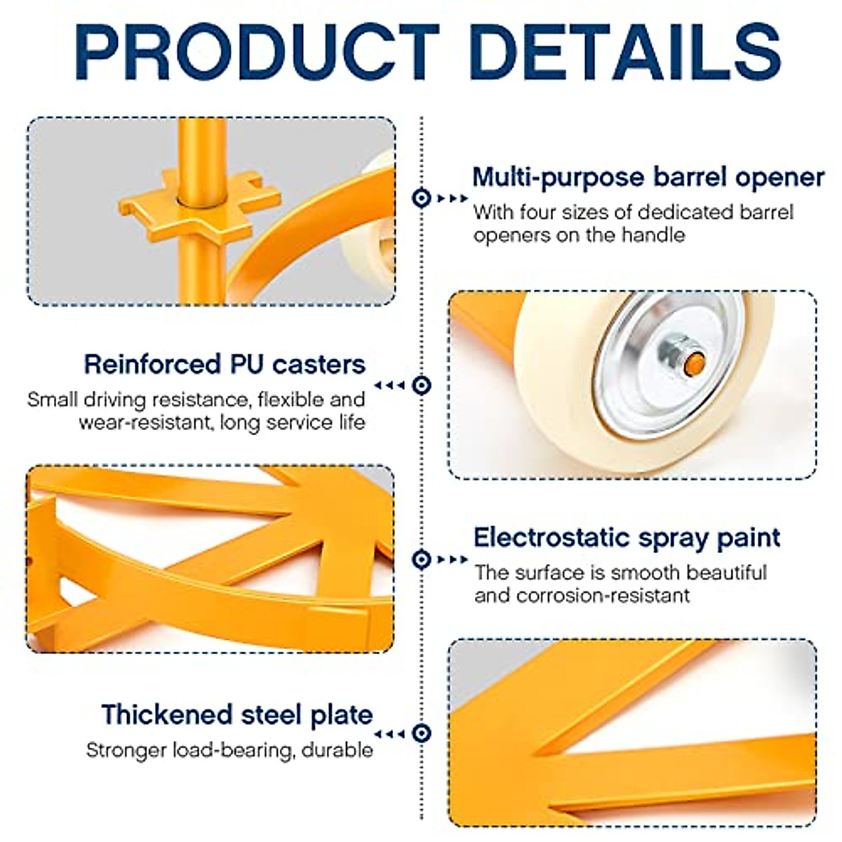 Hanaive 55 Gallon Drum Dolly Barrel Wheels Heavy Duty Drum Cart Dolly 55 Gallon Drum Caddy Barrel Dolly for Workshops, Factories, Warehouses