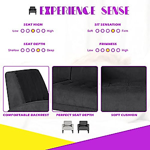 TYBOATLE Mid-Century Modern Upholstered Fabric Living Room Accent Arm Chairs Set of 2, Tufted Bedroom Office Armchair Single Sofa, Reading Lounging Side Lounge Chair Living Room Furniture (Grey)