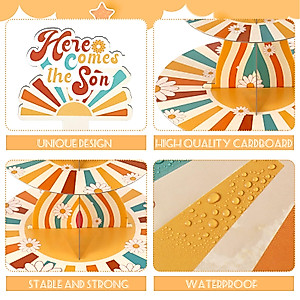 Here Comes the Son Baby Shower Decorations Cupcake Stand 3 Tier Baby Shower Cupcake Stand Here Comes the Son Baby Shower Supplies for Boho Baby Shower Gender Reveal Birthday Party Supplies