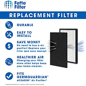 Fette Filter - True HEPA Air Purifier Filter Compatible with Germ Guardian FLT5600 Filter N for Model AC5600W. Compare to Part # FLT5600. (Pack of 2)