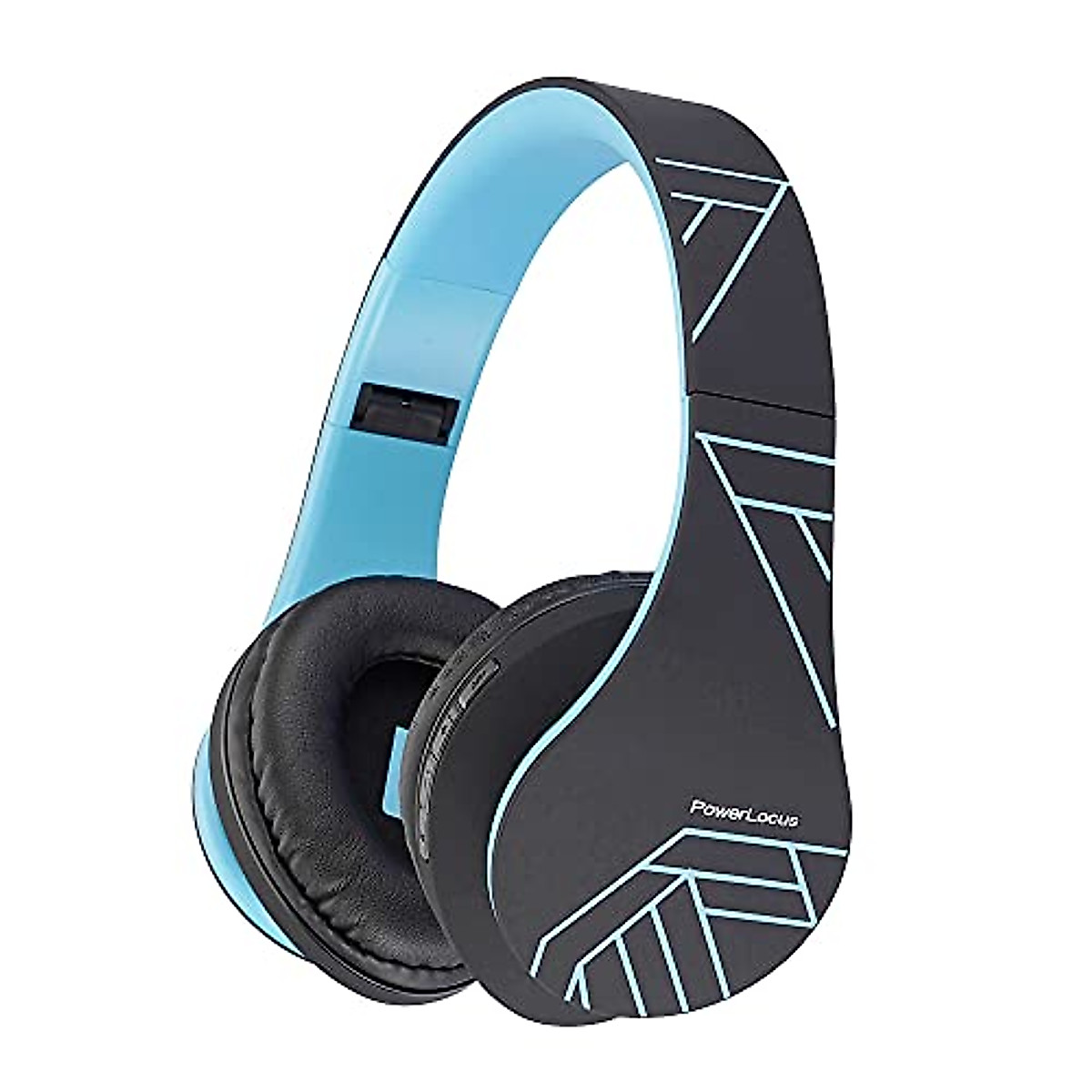 PowerLocus Bluetooth Headphones Over Ear, Wireless Headphones with Microphone, Foldable Headphone, Soft Memory Foam Earmuffs & Lightweight, Micro SD/TF, FM Radio for iPhone/Android/Tablet/PC/TV (Blue)
