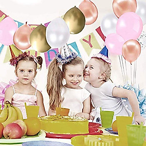 Pink Gold Balloons 60pcs Rose Gold Balloon 12 inch Metallic Gold and White Latex Balloons for Party Graduation Wedding Birthday Baby Shower Decorations