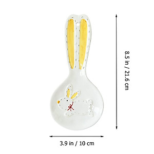 DOITOOL Spoon Storage Rack Rabbit Spoon Rests Spoon Rests Bunny Ear Kitchen Utensil Holder Ceramic Spoon Rack Multifunction Dessert Plate Food Serving Dish Sauce Dipping Plate Seasoning Dish