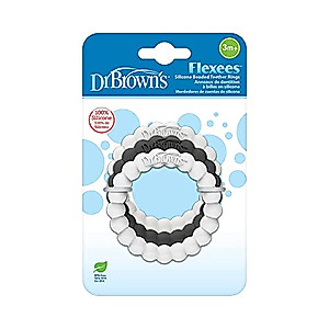 Dr. Brown's Baby Lovey Pacifier Holder & Teether Clip with Pink HappyPaci and Three Flexees Beaded Teether Rings, 100% Silicone