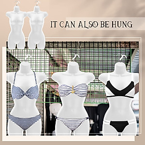 12 Pcs Hanging Mannequin Body Torso Female Women Dress Form with Hanger Hook Hip Long Hollow Back Mannequin Torso Thickened Plastic Shirt Display White (31.1 x 16.1 Inch)