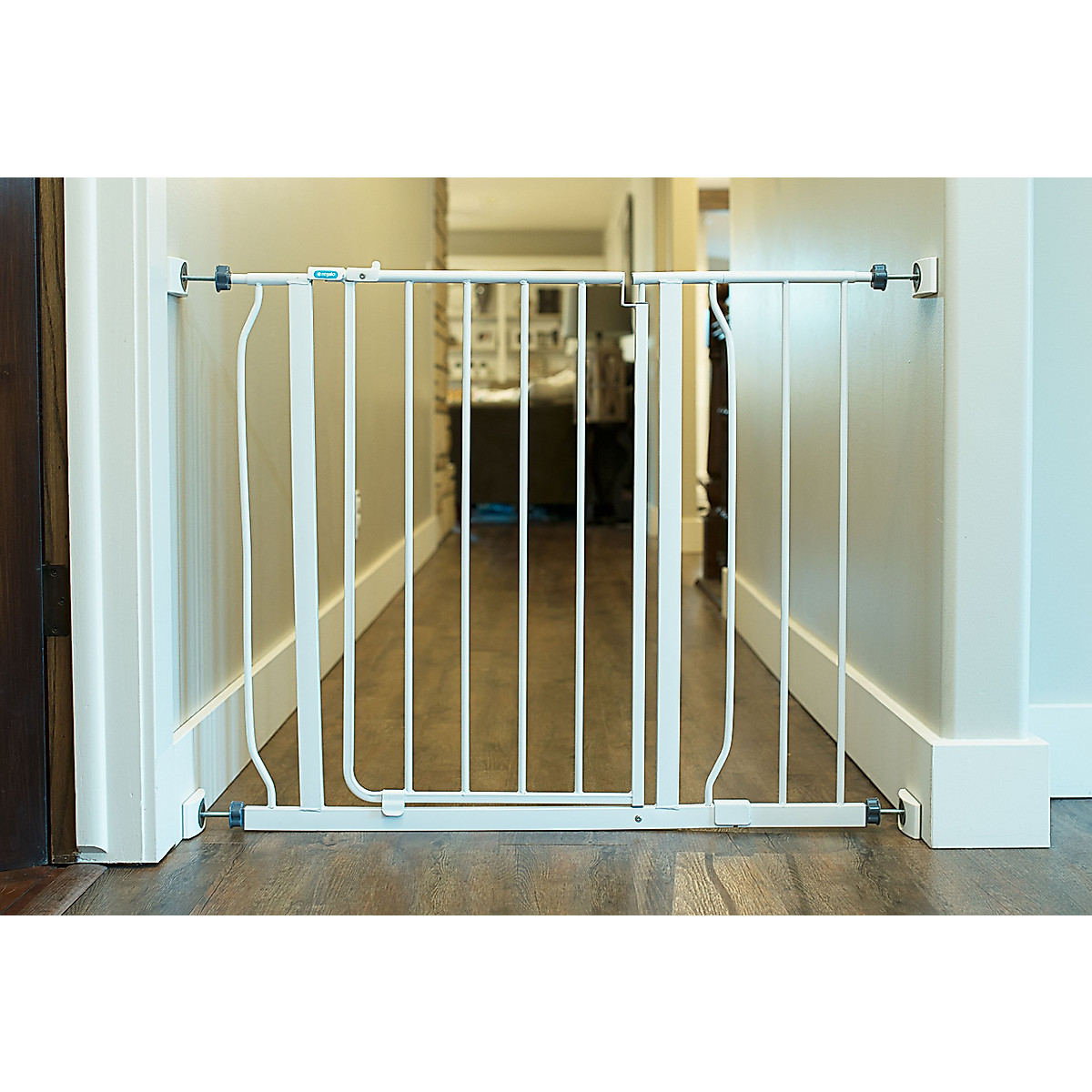 Wall Nanny - Baby Gate Wall Protector (Made in USA) Protect Walls from Pet Gates & Dog Gates - No Safety Hazard on Spindles - for Child Pressure Mounted Baby Gate for Stairs Cup Guard - White, 4 Pack