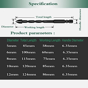 6PCS Ceramic Tile Drill Bits, JOERIC Masonry Drill Bits Set for Glass, Brick, Tile, Concrete, Plastic and Wood Tungsten Carbide Tip for Wall Mirror and Ceramic Tile with Size (5mm ~12mm).