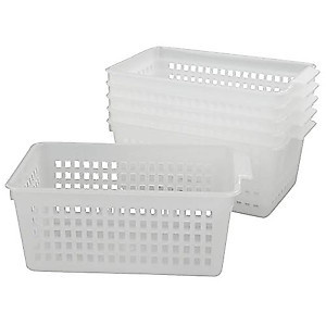 Qskely Plastic Clear Storage Basket, Rectangle, Pack of 6