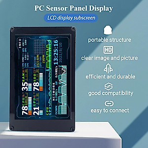 Acogedor 3.5 inch IPS Monitor Sub Screen LCD Display Screen, with Bracket and USB Power Cable, for USB and Raspberry Pi, No Extra Power Supply