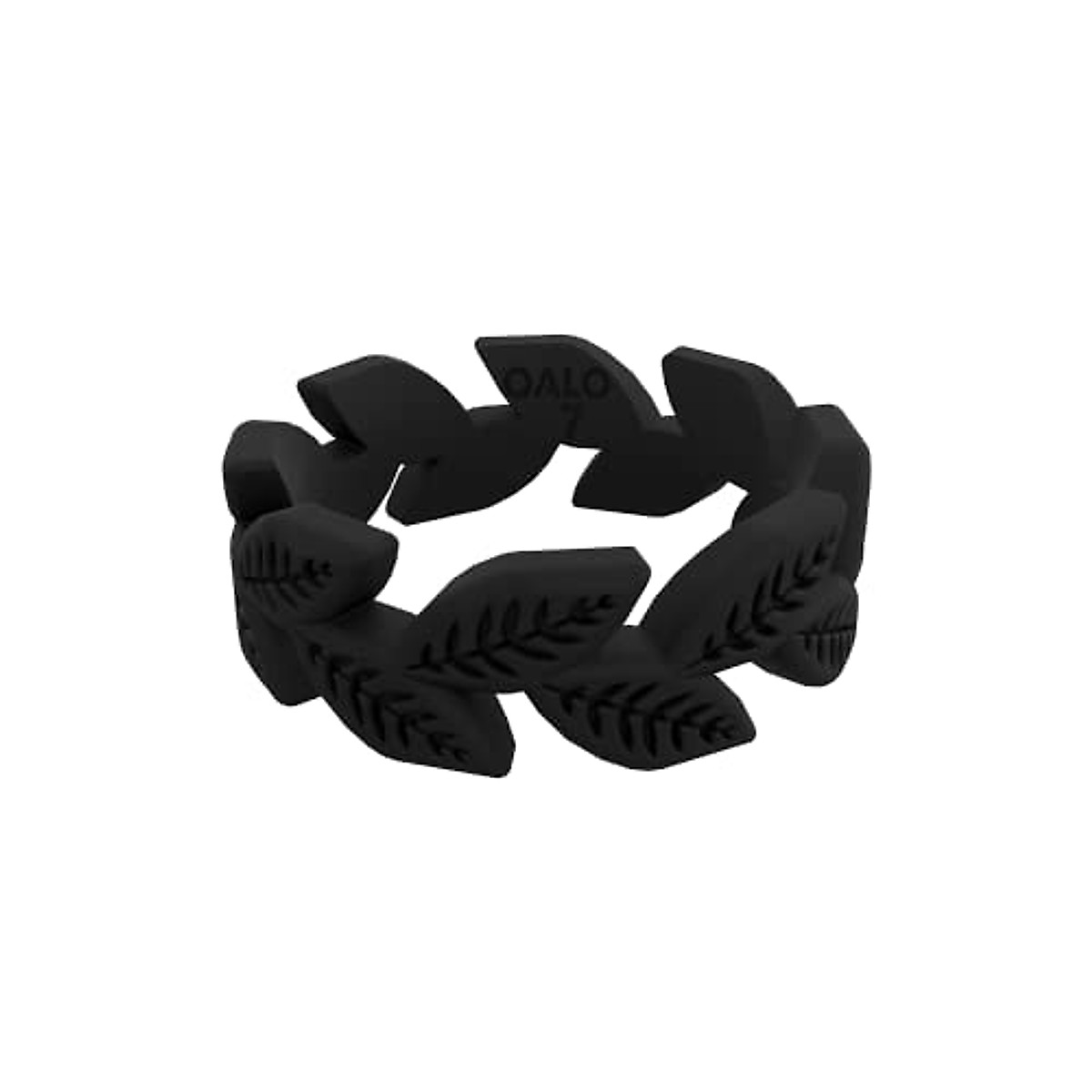 QALO Women's Rubber Silicone Ring, Vine Rubber Wedding Band, Breathable, Durable Engagement Silicone Ring, 5.8mm Wide 1.75mm Thick, Black, Size 7