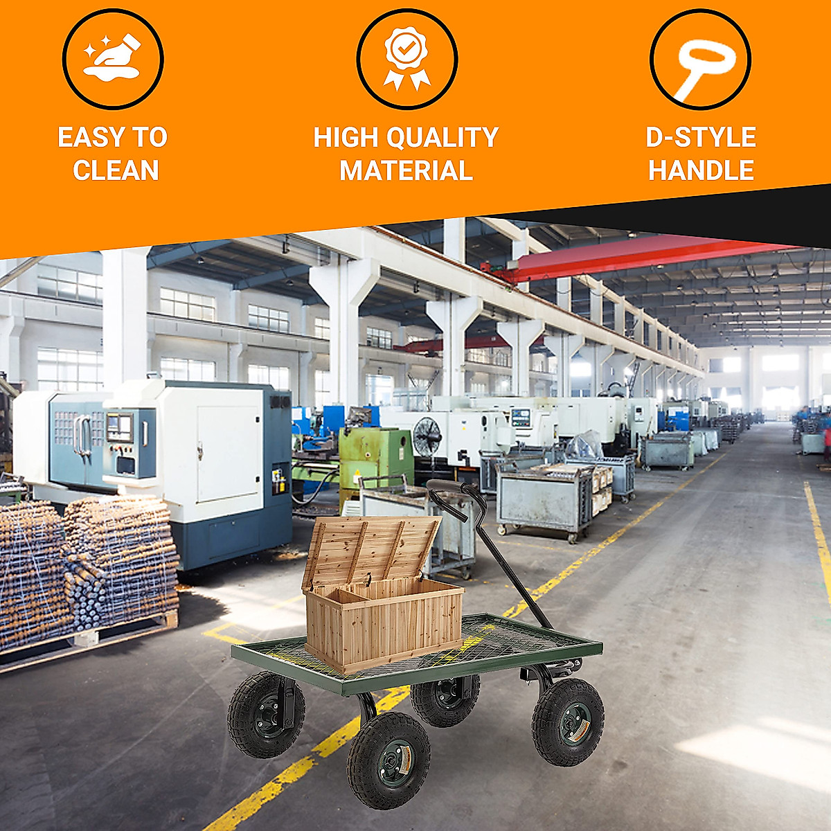 Juggernaut Carts Outdoor Beach Wagon and Garden Cart with Wheels, Steel Mesh Design, and 1000 Pound Load Capacity, Green