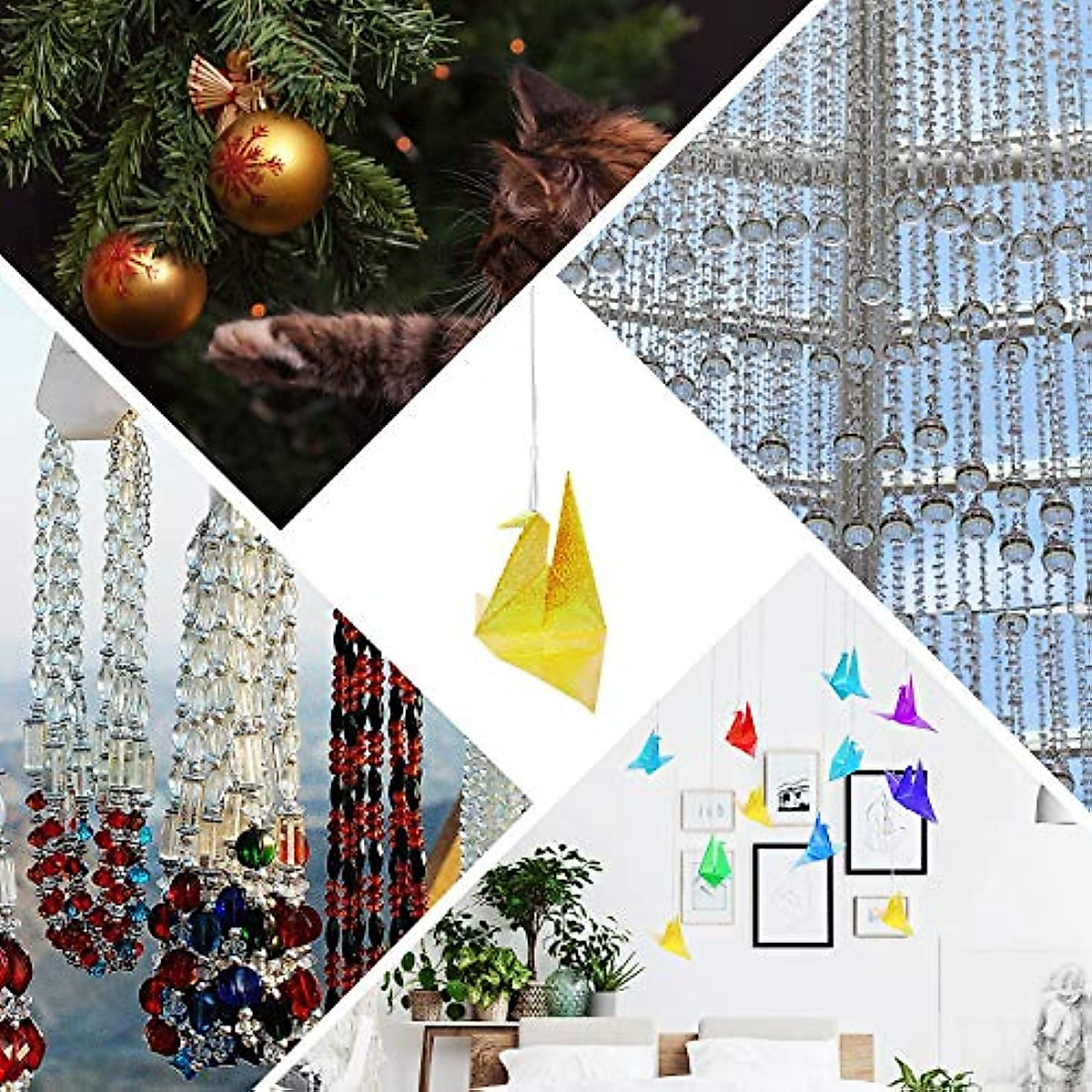 Sumind Strong Clear Picture Hanging Wire Invisible Picture Frame Fishing Wire up to 100 Lbs 656 Feet Monofilament Fishing Line with Aluminum Crimping Loop Sleeves(2 Roll,0.8 mm)