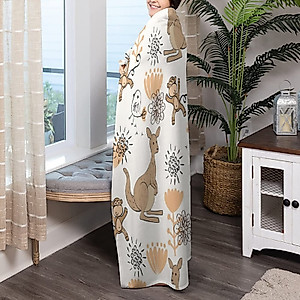 AuHomea Kangaroo and Monkey Throw Blanket Blankets Queen Size for Teens Soft Blankets 50x 60 Inch for Sofa Couch Bed