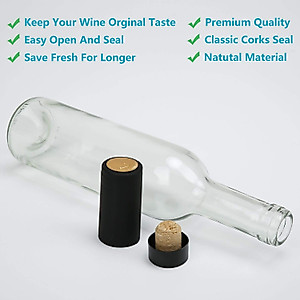Encheng 12 oz Glass Bottles With Cork Lids,Home Brewing Bottles Juicing Bottles With Caps Shrink Capsules,Clear Beveage Bottles For Sparkling Wine,Kefir,Food Storage,Leak Proof,Dishware Safe,12Pack
