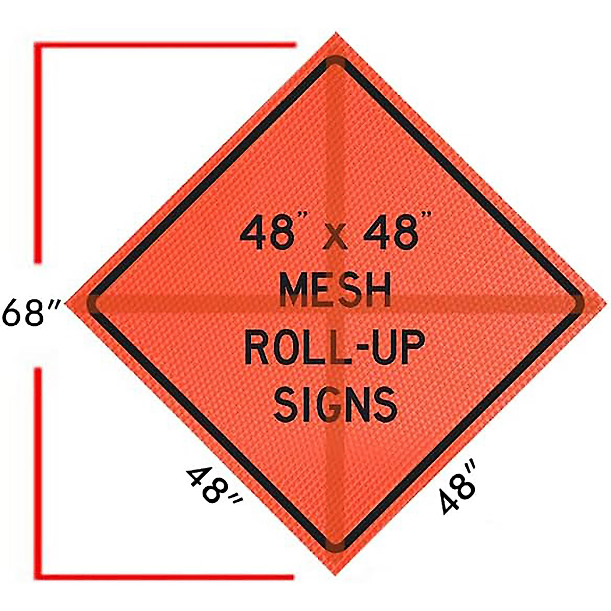 OrangeGear® 48” x 48” MUTCD TTC Compliant Safety Orange Mesh Temporary Traffic Control Rollup Signs (Utility Work Ahead (WITH Ribs))