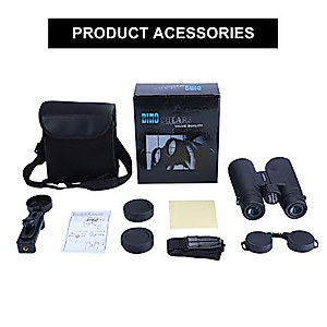 12x42 Binoculars for Adults, Portable and Waterproof Compact Binoculars with Low Light Night Vision, HD Clear High Power Large View Binoculars with Upgraded Phone Adapter for Bird Watching, Hunting