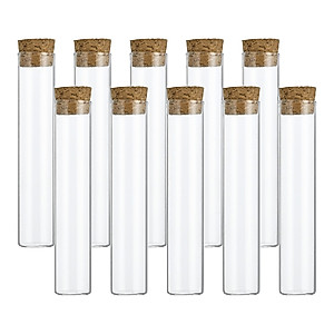 PATIKIL 25ml Test Tubes, 30pcs 3.94x0.79in Glass Clear Flat Bottom Test Tube Containers with Cork Stopper for Bead Party Candy Bath Salt Storage Scientific Experiment Plant Propagation