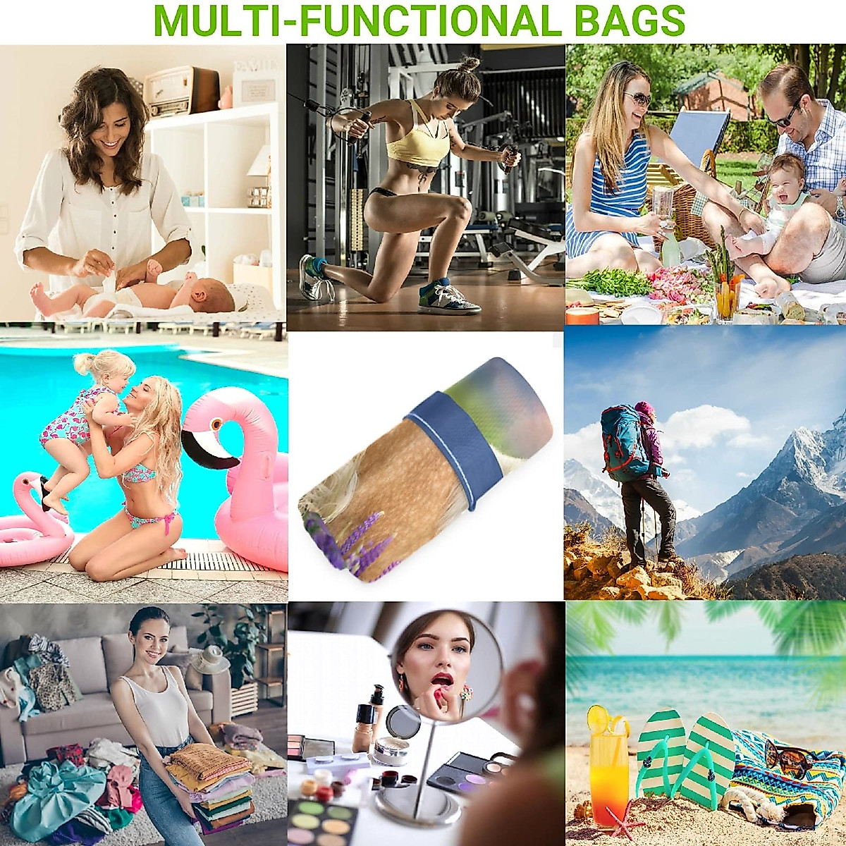 visesunny Palomino Horse Lavender Sunset 2Pcs Wet Bag with Zippered Pockets Washable Reusable Roomy for Travel,Beach,Pool,Daycare,Stroller,Diapers,Dirty Gym Clothes, Wet Swimsuits, Toiletries