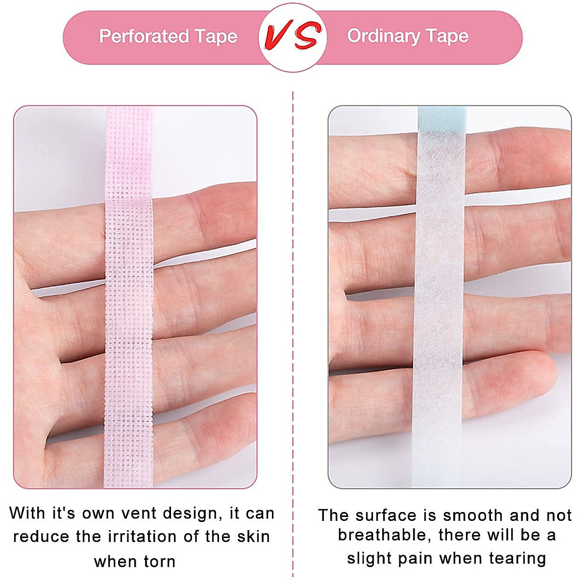 Etercycle 6 Rolls Lash Extension Tape, Eyelash Tape Micropore Breathable Adhesive Fabric Lashes Tape for Eyelash Extension Supply Tools, 1/2'' x 10 Yards Each Roll (Pink)