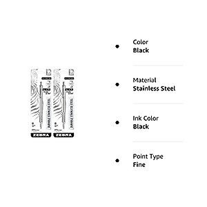 Zebra Pen F-701 Fine Point Ballpoint Retractable Pen, Black (Pack of 2)