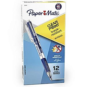 Paper Mate Clearpoint Break-Resistant Mechanical Pencils, HB 2 Lead (0.7mm) Pencil with Comfort Pencil Grip and Pencil Eraser Dark Blue, 12 Count