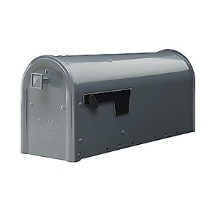 Architectural Mailboxes Edson Galvanized Steel Post Mount Mailbox, Compatibility Code A, EM110GMAM, Grey, Medium Capacity
