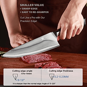 ZongChuan 10C Pro Kitchen Knife Set 2pc,8" Chef Knife & 5.5" Utility Knife,VG10 High Carbon Stainless Steel,6-Star Sharp Standard,G10 Black Handle,Love's Gift Box