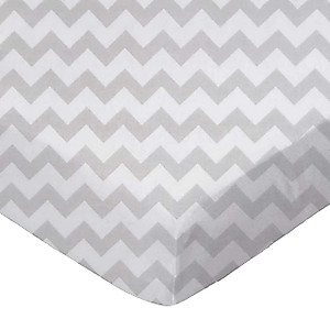 SheetWorld Fitted 100% Cotton Percale Pack N Play Sheet Fits Graco Square Play Yard 36 x 36, Grey Chevron Zigzag, Made in USA