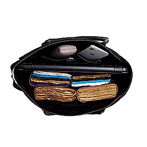 Women's Western Classic Cowhide Tote Bag Shoulder Handbag with Freebie Clutch Shoulder Hand Bag Classical Tote (brown black)