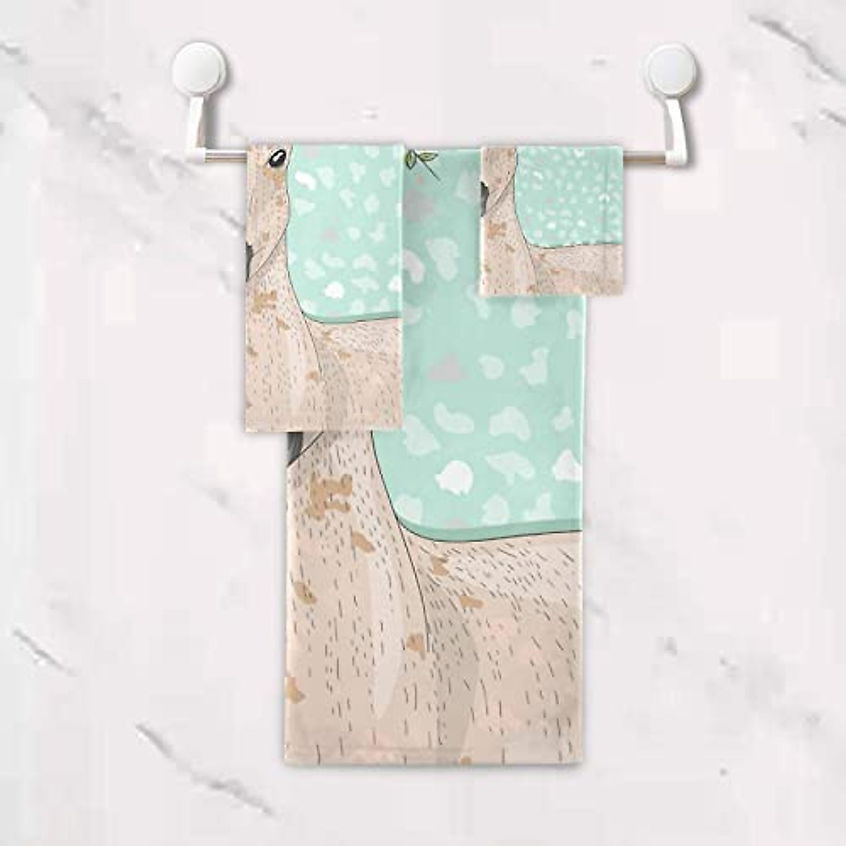 Flower Horse Towel Bathroom Sets Animal Poney Towel Set of 3 Blue Soft Highly Absorbent Towels 1 Bath Towel 1 Hand Towel 1 Washcloth for Kitchen Beach Gym Spa Decorative