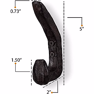 Rustic State Halle Wall Mount Cast Iron Hooks Coat Towel Bag Hat Hanger Multiuse Entryway Railroad Spike Rack Black Set of 3