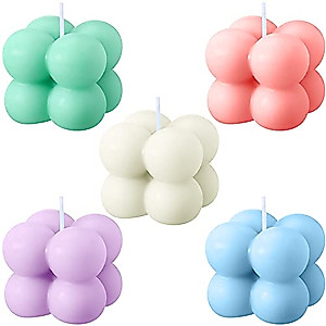 Bubble Candle 5 Colors Cute Cube Soy Wax Candles Valentines Day Handmade Scented Candle Adorable Cube Decorative Candle Decor Candle for Home Use and Bedroom Aesthetic Decor Supplies
