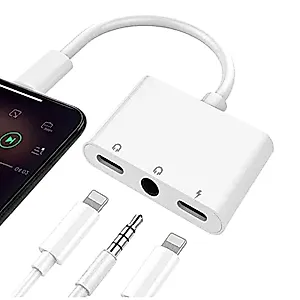 Real-EL, Lightning to Headphone Adapter 3.5mm Jack Headphone Adapter 3 in 1 Earphone and Charging Splitter for iPhone 1211SEXSXRX87 and iPad
