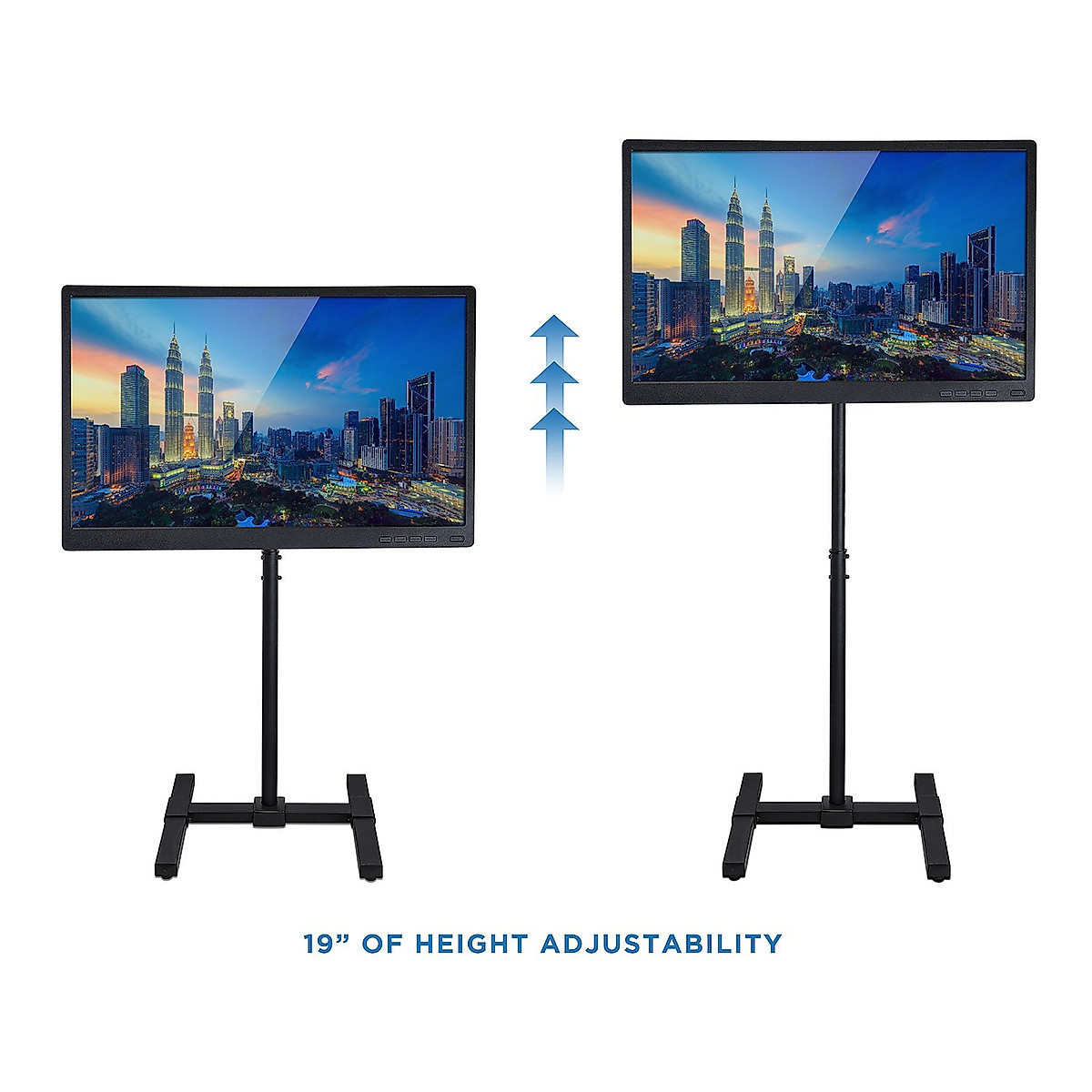Mount-It! Portable TV Floor Stand | Universal Pedestal for 13-42 Inch TVs and Monitors | Height Adjustable 29.5-52 Inches | VESA up to 200x200 mm | Lightweight Indoor & Outdoor TV Mount with Tilt