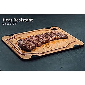 Cutting Board for Kitchen Dishwasher Safe, Toptier, Wood, Fiber , Eco-Friendly, Non-Slip, Juice Grooves, Non-Porous, BPA Free, Small, Silicone, 11.5 x 9.25-inch, Natural Slate