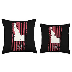 Idaho State Map USA Throw Pillow, 16x16, Multicolor
