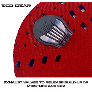 ECO-GEAR Anti Pollution Face Mask with Military Grade Activated Carbon Protection | Anti Smoke, Exhaust Gas, Dust, Pollen | Running, Walking, Cycling and other Outdoor Activities (Pure Red)