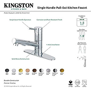 Kingston Brass LS8403DL Concord Pull-Out Sprayer Kitchen Faucet, Brushed Brass