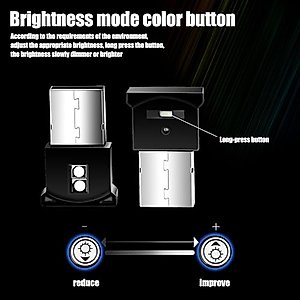 ZKFAR 4 PCS Car USB Multi-Function Ambient Light, DC 8-12V 3258-2SMD RGB High-Brightness Button-Adjustable Night Light, Type with Photosensitive Sensor, Suitable for Most Models (Blue)