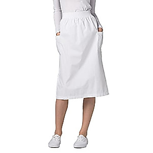 Adar Universal Scrub Skirts for Women - A-Line Cargo Pocket Scrub Skirt - 703 - White - L
