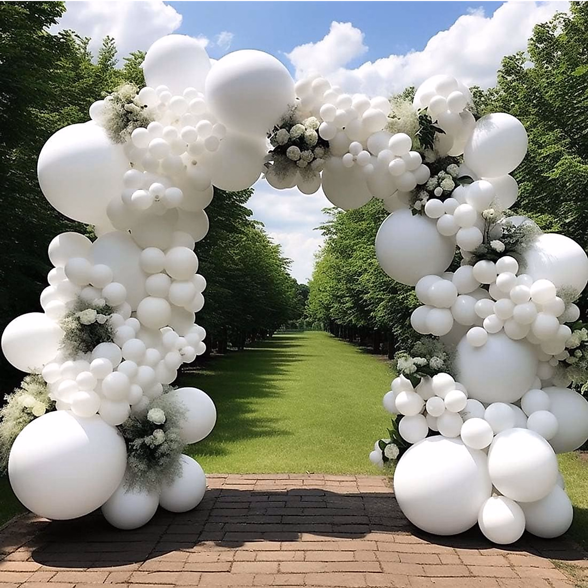 Pastel White Balloons-Double Stuffed White Balloons Different Sizes Latex Matte White Balloon Garland White Balloon Arch Kit for Birthday Baby Shower Wedding Bridal Shower Party Decorations