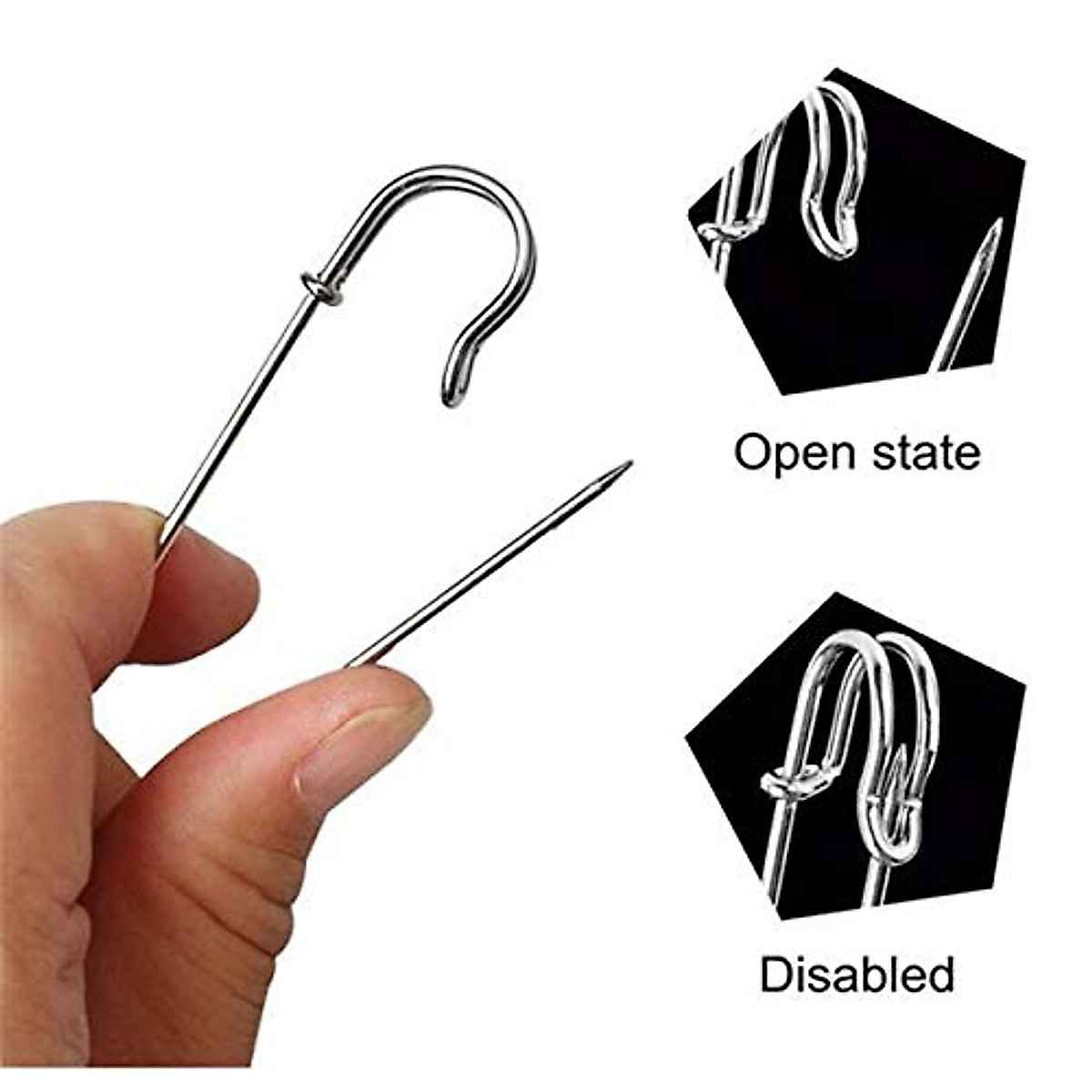 ReachTop Pack of 30 Large Safety Pins, 2.76" Heavy Duty Blanket Pins Bulk Steel Spring Lock Pins Fasteners for Blankets Crafts Skirts Kilts Brooch Making