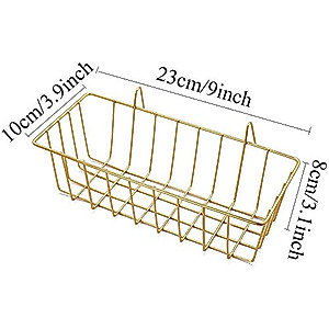 GBYAN Hanging Basket Straight Shelf Gold Flower Pot Display Holder for Wire Wall Grid Panel, 2 Pack