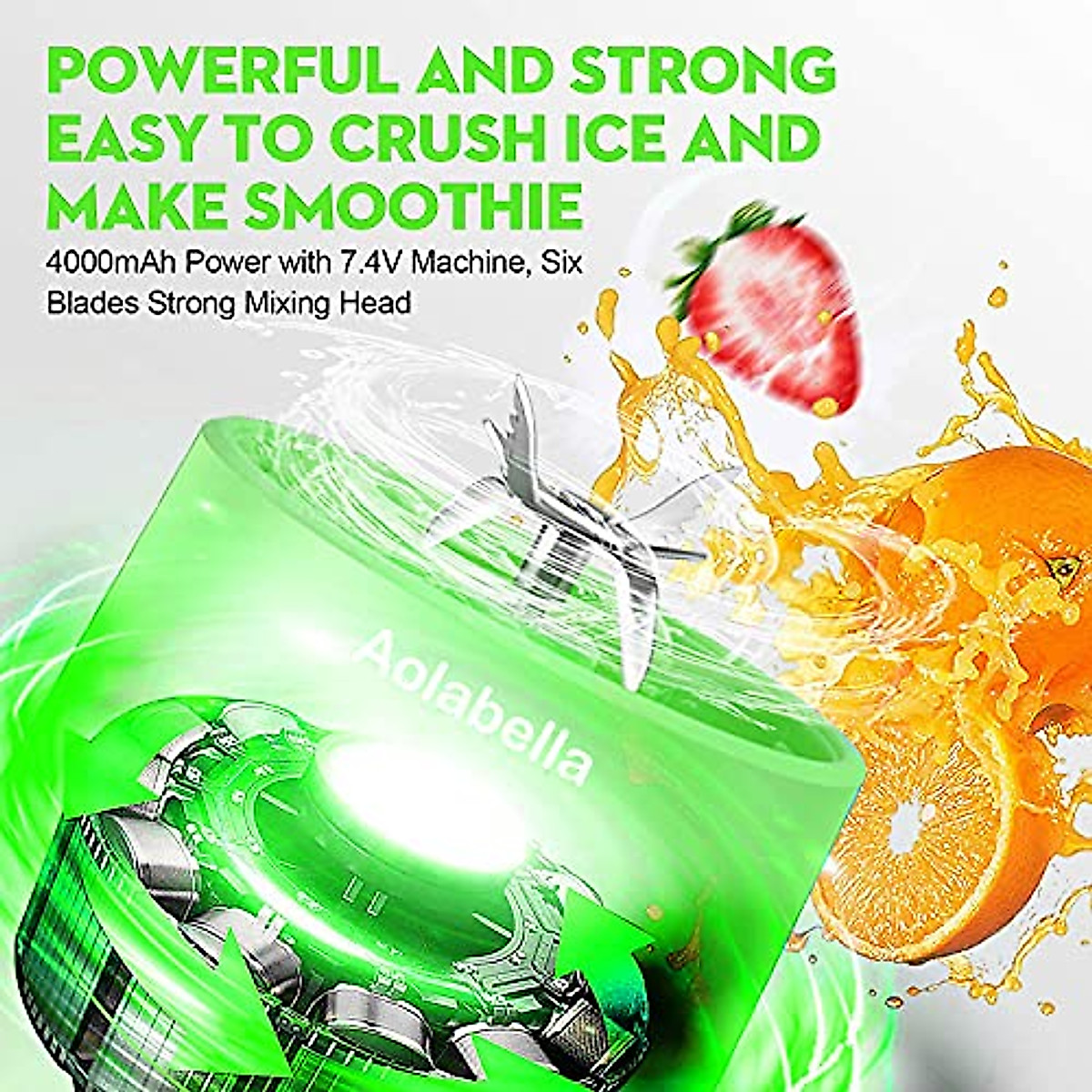 Portable Blender, Personal Size Eletric USB Juicer Cup, Fruit, Smoothie, Baby Food Mixing Machine with Updated 6 Blades,Magnetic Secure Switch for Superb Mixing 500ml (Green)