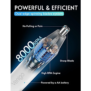 Professional Ear and Nose Hair Trimmer Clipper for Men and Women, Painless Electric Eyebrow Hair Remover, Dual Edge Blades for Easy Cleansing, Battery-Operated (White)